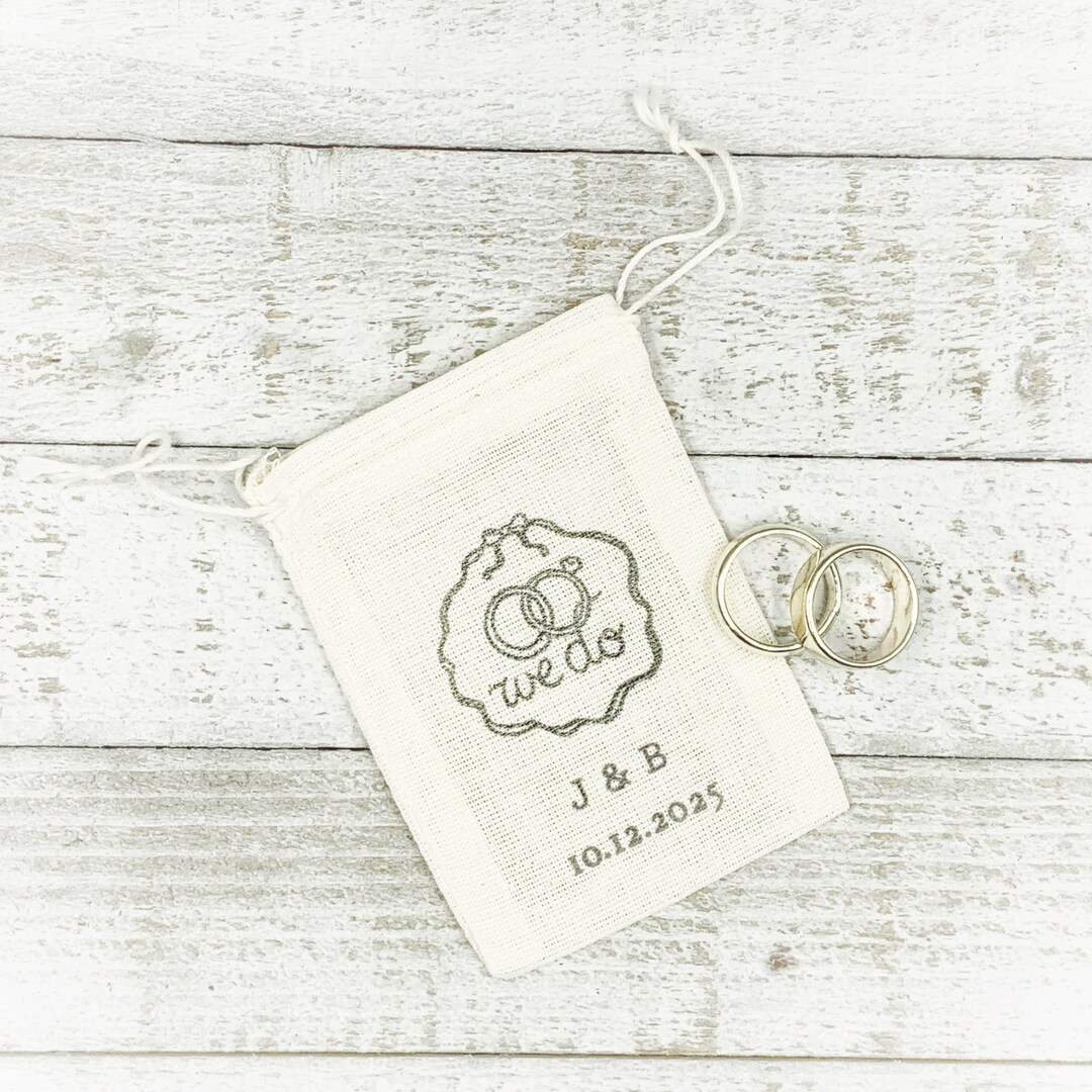 Rustic Cotton Wedding Ring Bag for Ceremony or Elopement - Personalized ...