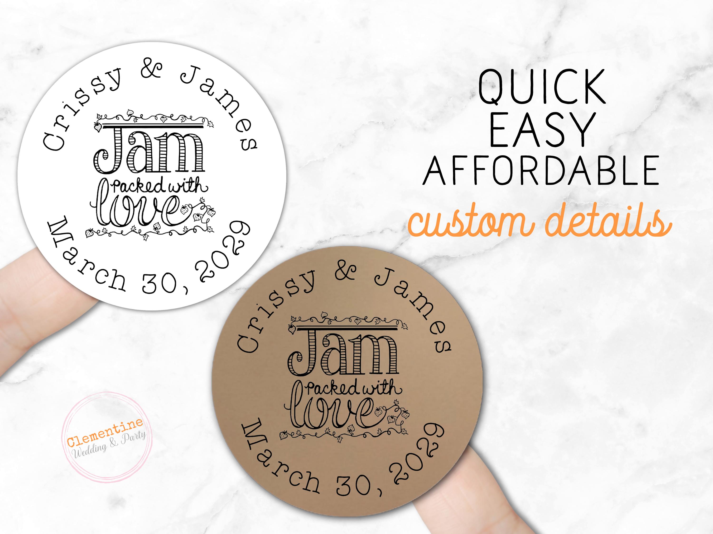 Personalized Jam Labels for Wedding, Shower, or Party Favors - 2 Inch ...