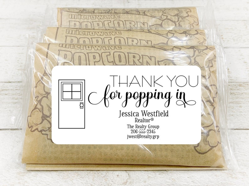 Realtor Open House Popcorn Labels – Personalized Client Gift (set of 10 ...