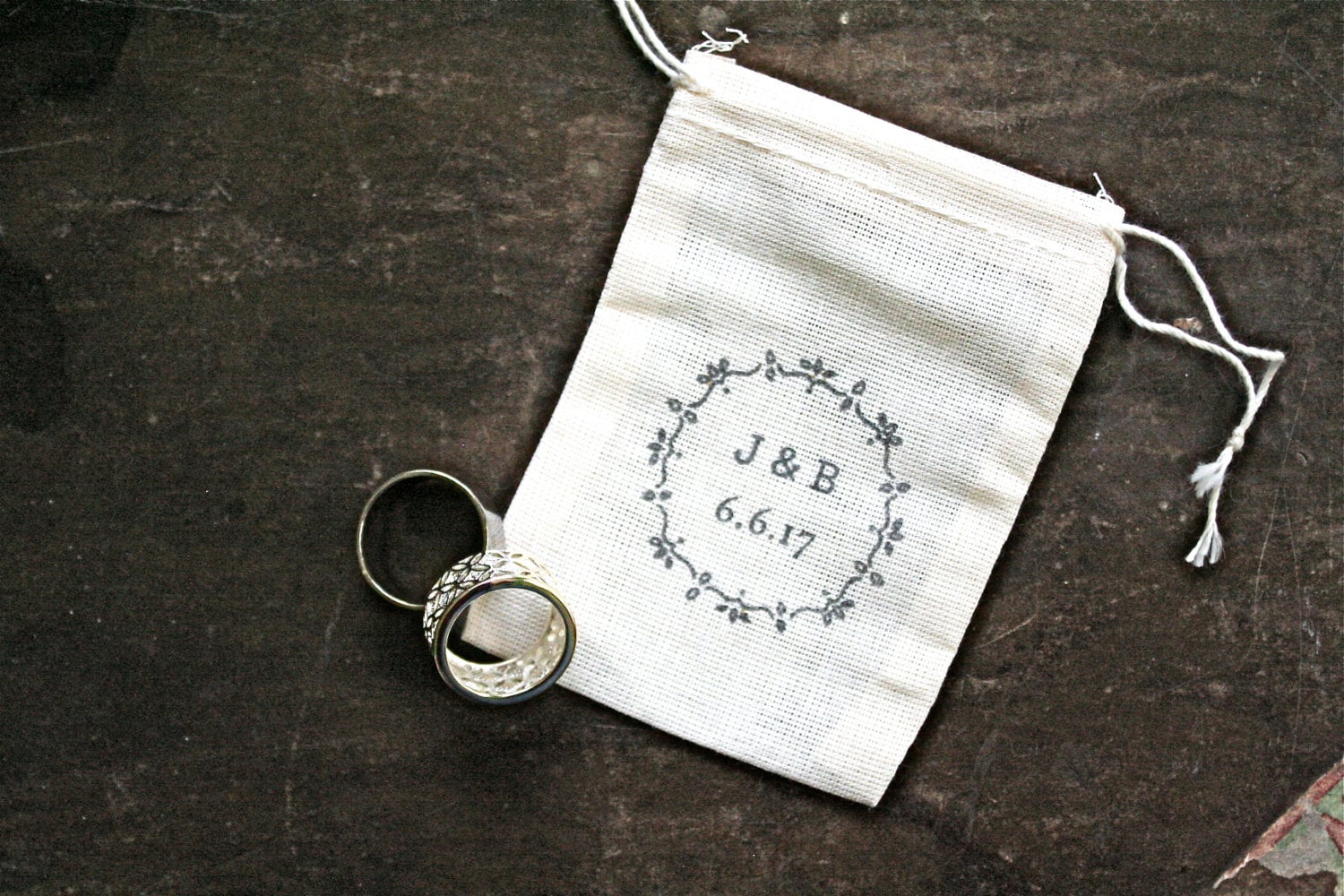 Personalized wedding ring bag rustic cotton ring bag ring | Etsy