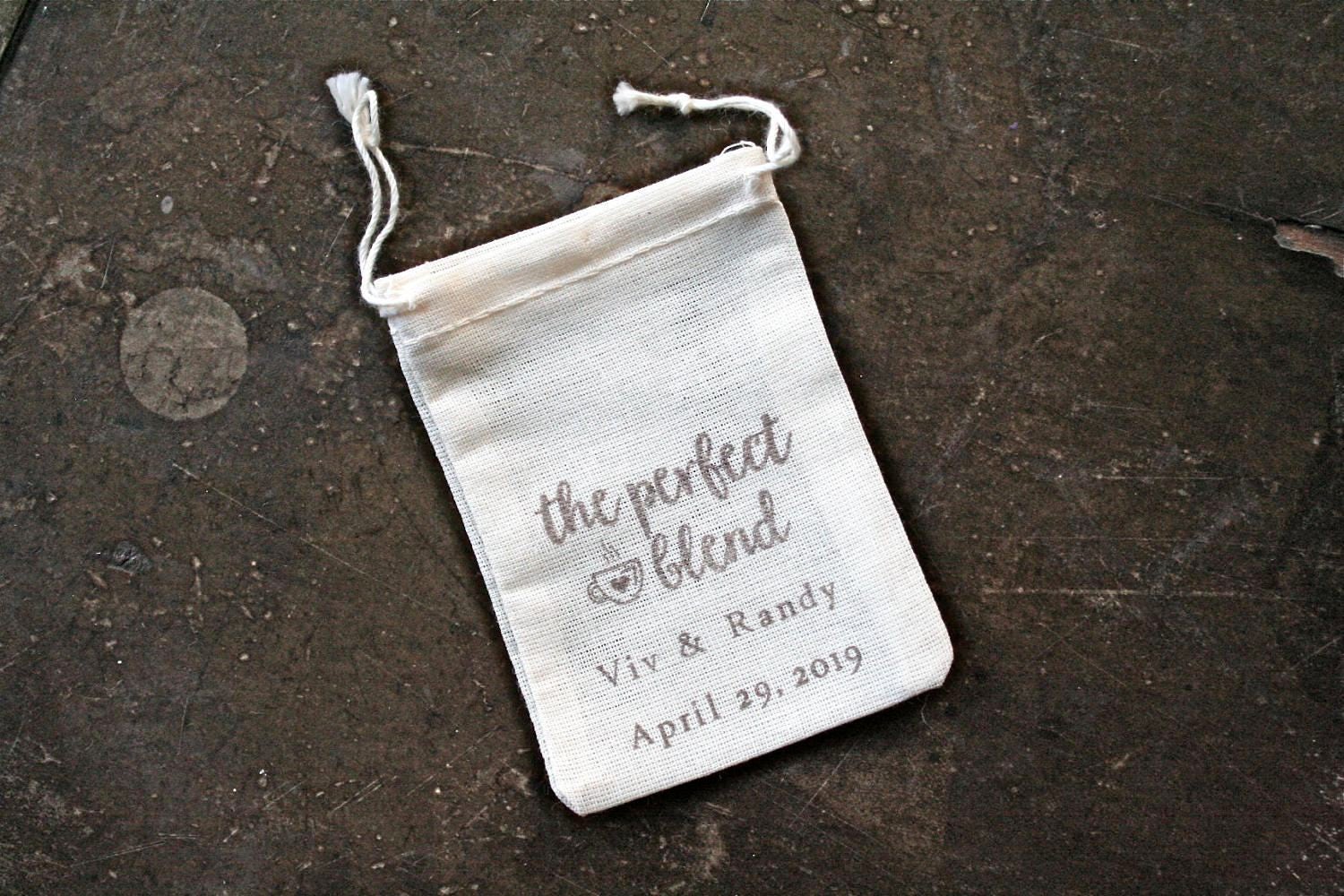 Personalized Coffee or Tea Favor Bags Cotton favor bags for | Etsy