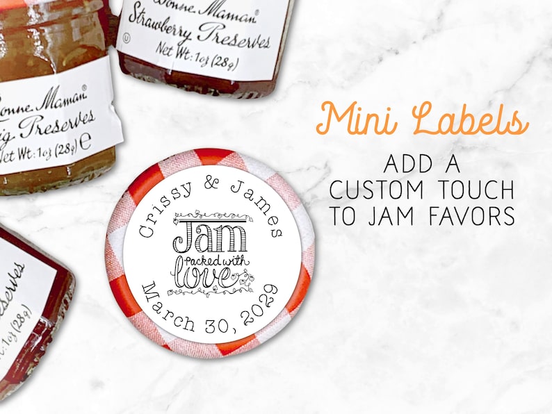 Mini Favor Labels for Wedding or Party - 1 Ounce Jam Jar Tags for Guest ...