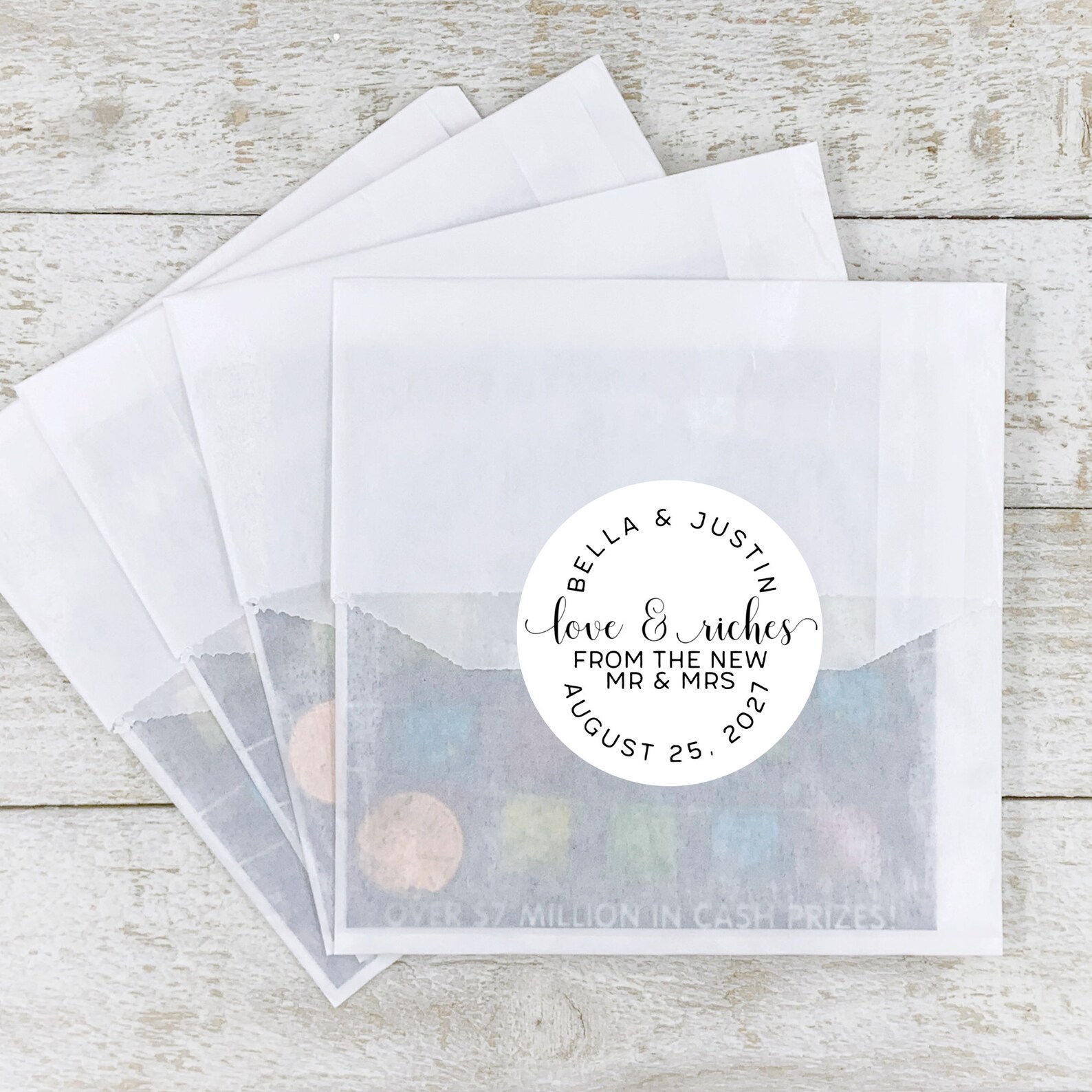 Lottery Ticket Wedding Favors Unique Love & Riches Stickers and Bags ...