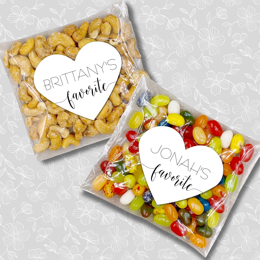 Personalized Favorites Wedding Favor Bags - 15 of Each Name Heart ...