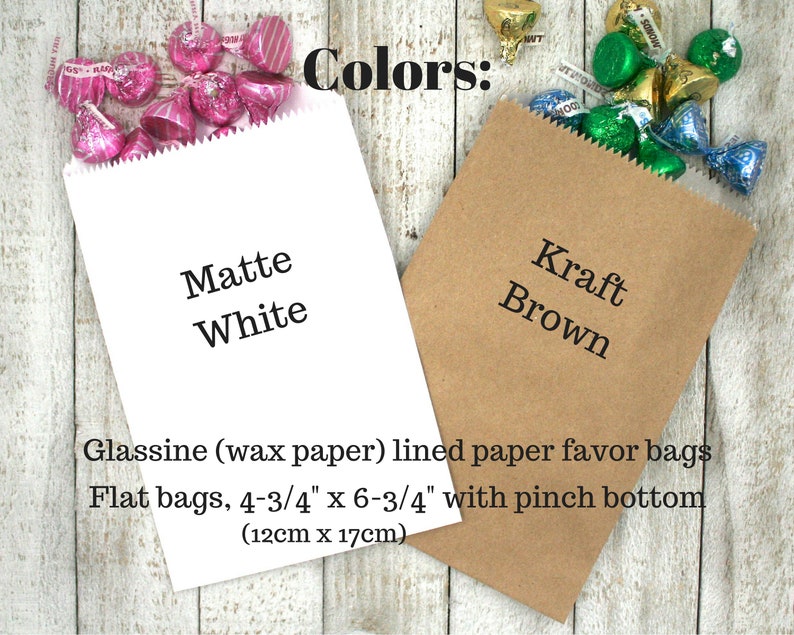 20 Wax Lined Kraft Favor Bags Shower Food Safe Treat Bags All You Need Is Love Personalized 20-wax-lined-kraft-favor-bags-shower-food-safe-treat-bags-all-you-need-is-love-personalized
