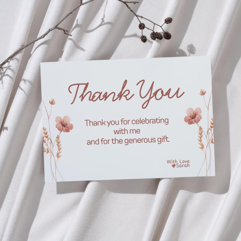 Floral Thank You Card Template | Editable Canva Design (digital ...