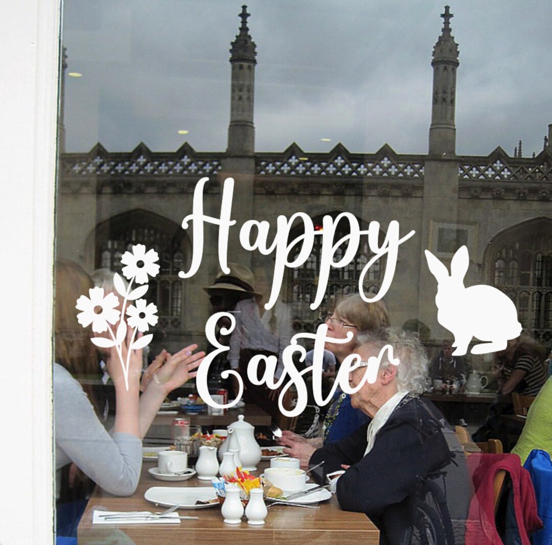 Happy Easter | Shop Window | Decal | Spring | Bunny | Flower | Window ...