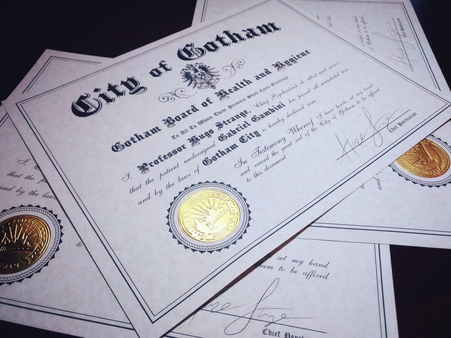 Exclusive Arkham Asylum Certificate of INSANITY w/ YOUR name | Etsy