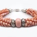 KUMIHIMO BEADED BRACELET Salmon Magatamas With Focal Beads Center Woven ...