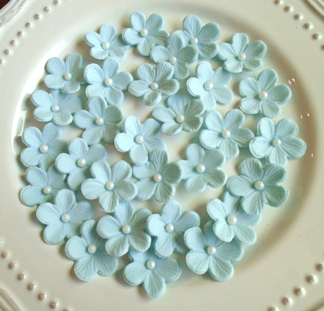 LIGHT BLUE Gum Paste BLOSSOMS Cake Topper and Cupcake - Etsy