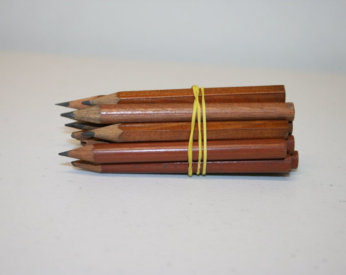 Mini Retro Pencils, Vintage Office Chocolate Brown Wooden Pencils Art ...