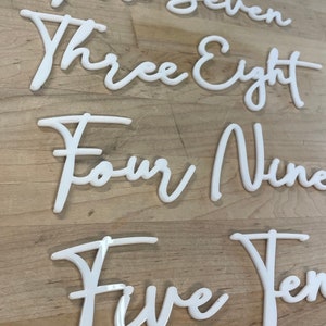Thin Modern Metallic Cursive Number Cut Out SET With GLUE, Acrylic - Etsy