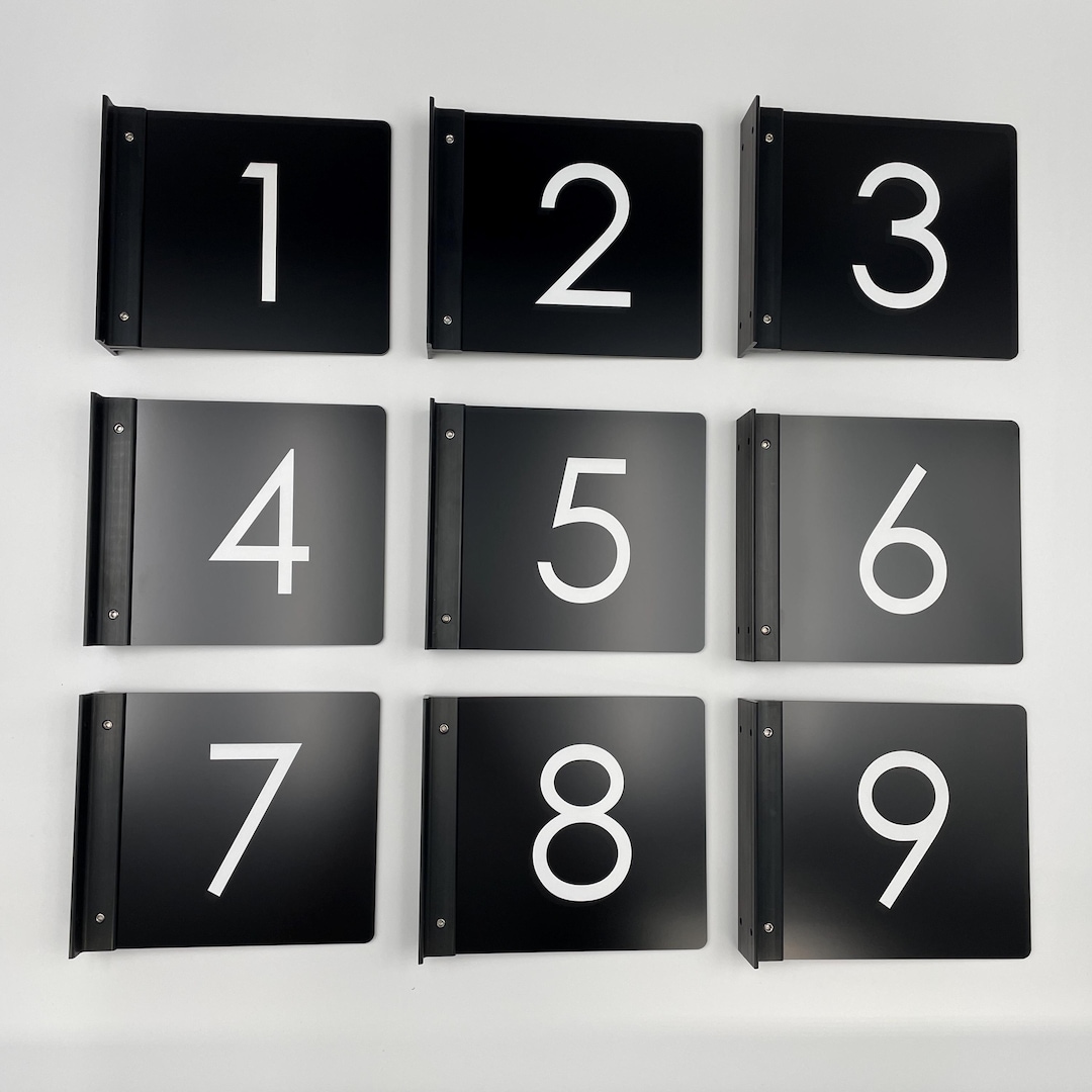 Set of Projecting Room Number Signs - Black - Etsy
