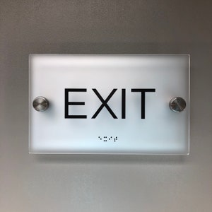 Acrylic Exit Sign ADA With Stainless Steel Hardware 5x8 - Etsy