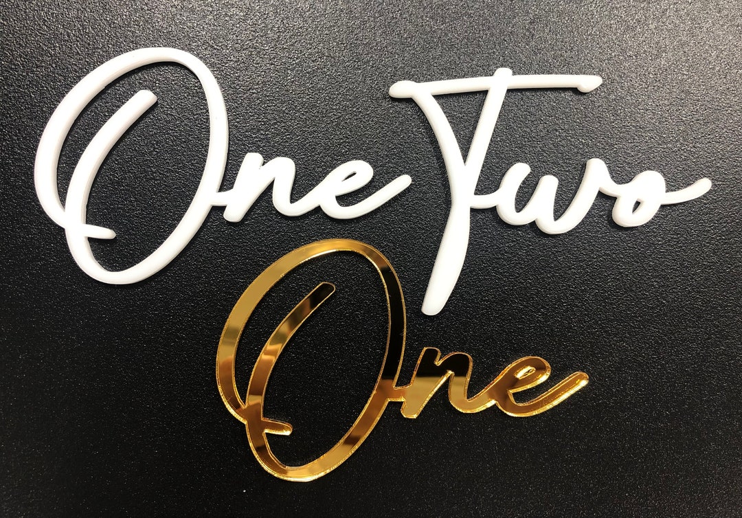 Thin Modern Metallic Cursive Number Cut Out SET With GLUE, Acrylic - Etsy