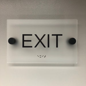 Acrylic Exit Sign ADA With Stainless Steel Hardware 5x8 - Etsy