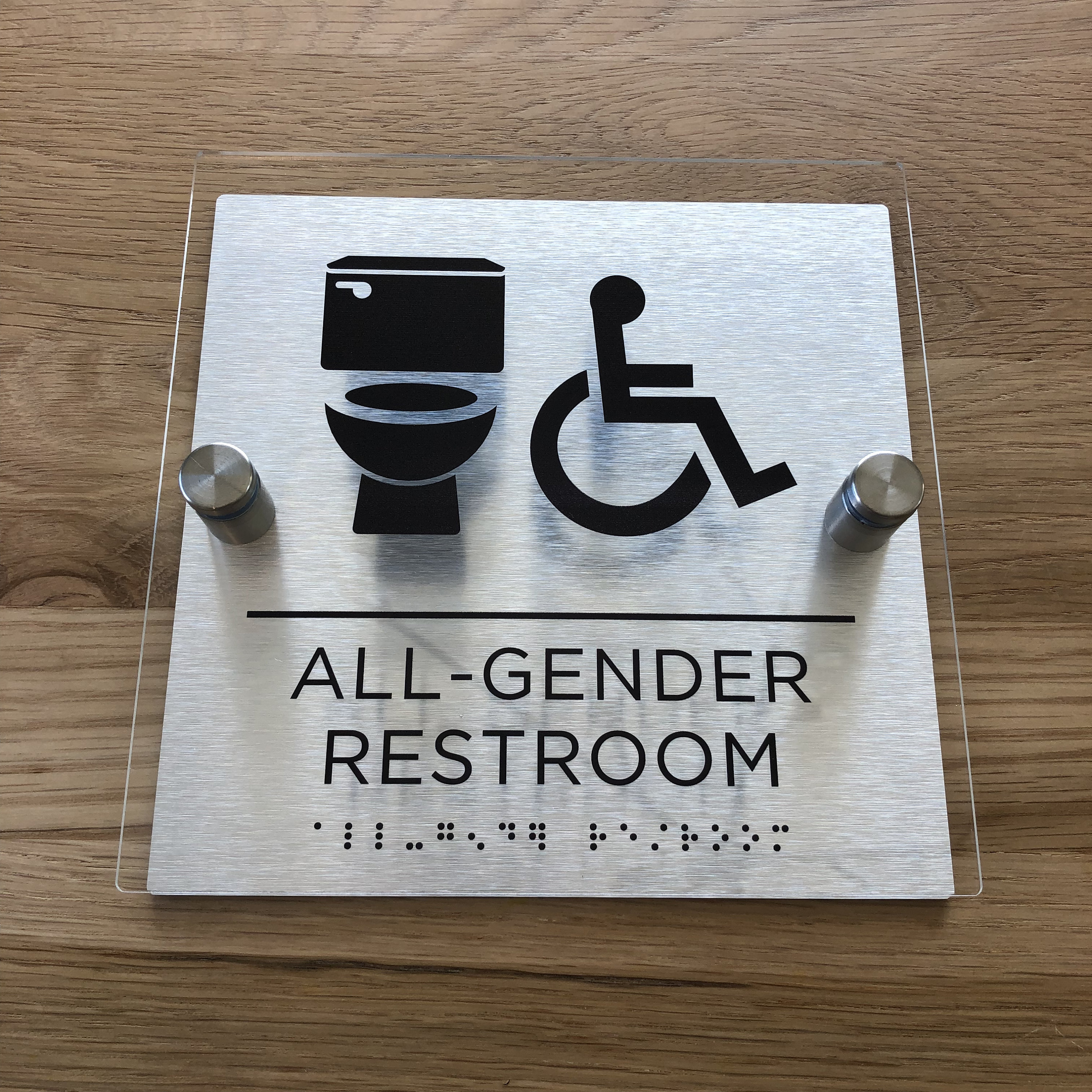 Acrylic All-gender Restroom Sign With Stainless Steel Hardware, Gender ...