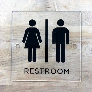 Acrylic Restroom Sign ADA Option With Stainless Steel Hardware - Etsy