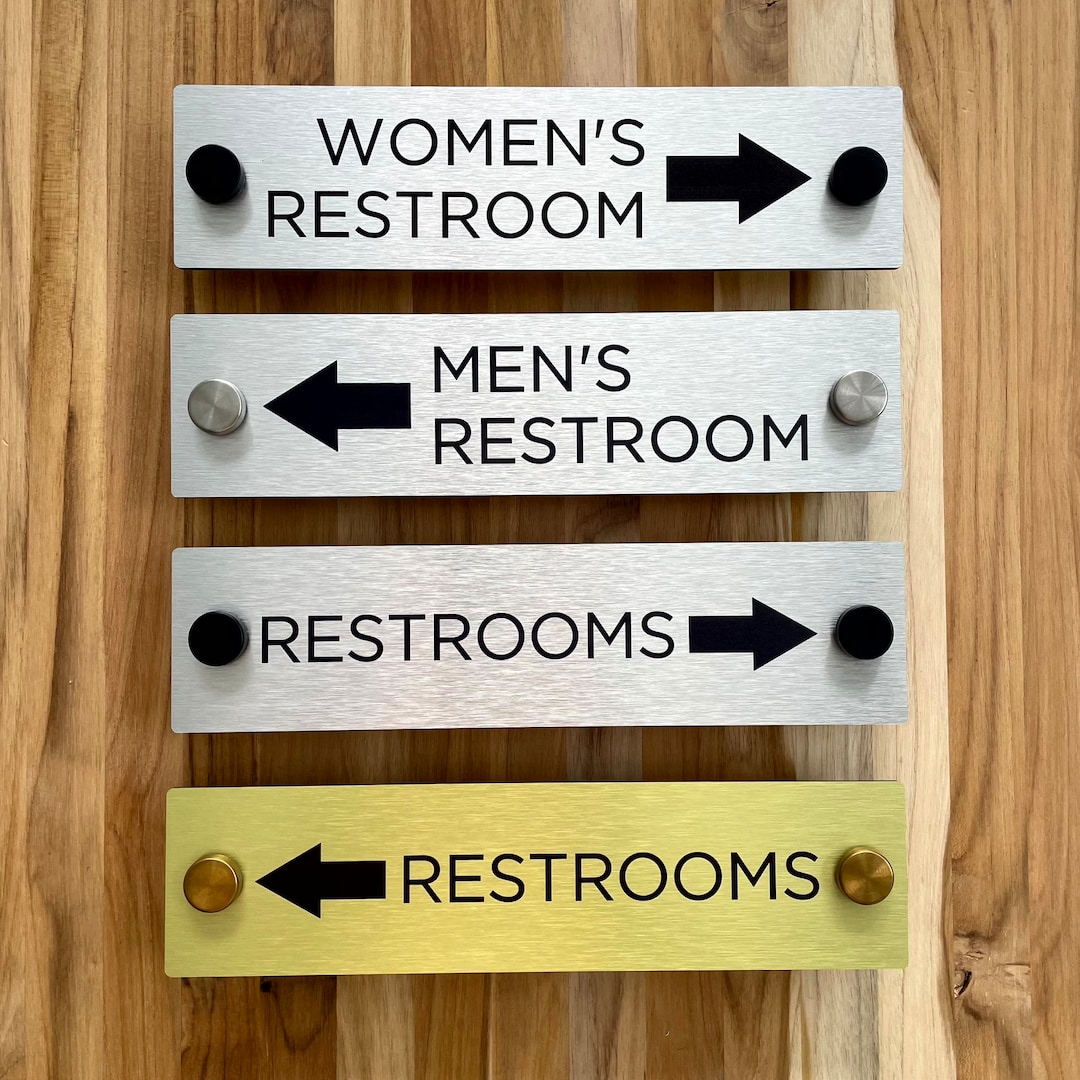 Restroom Arrow Sign, Brushed Aluminum With 3/4" Standoffs - Etsy
