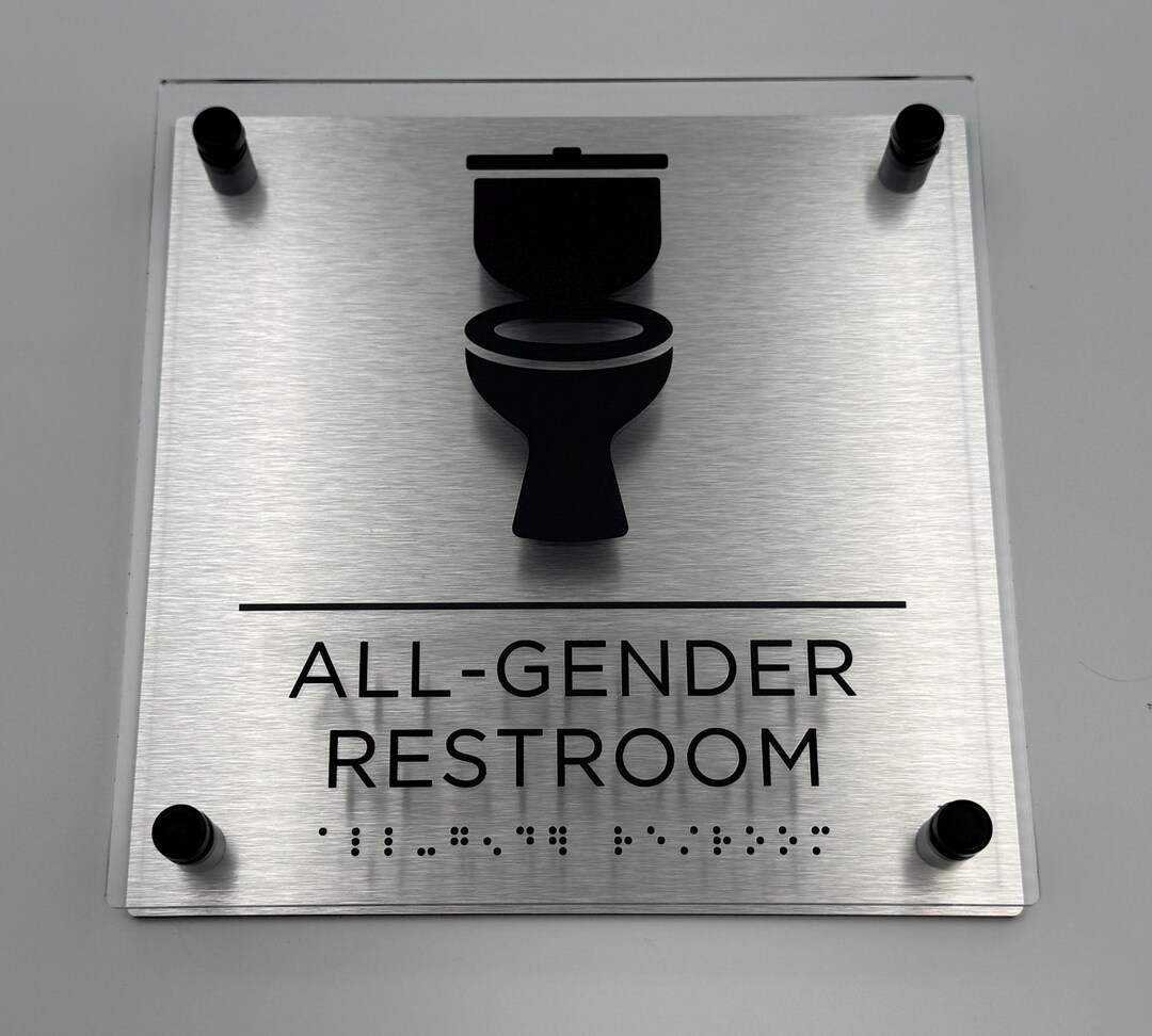 Acrylic All-gender Restroom Sign With Stainless Steel Hardware, Gender ...