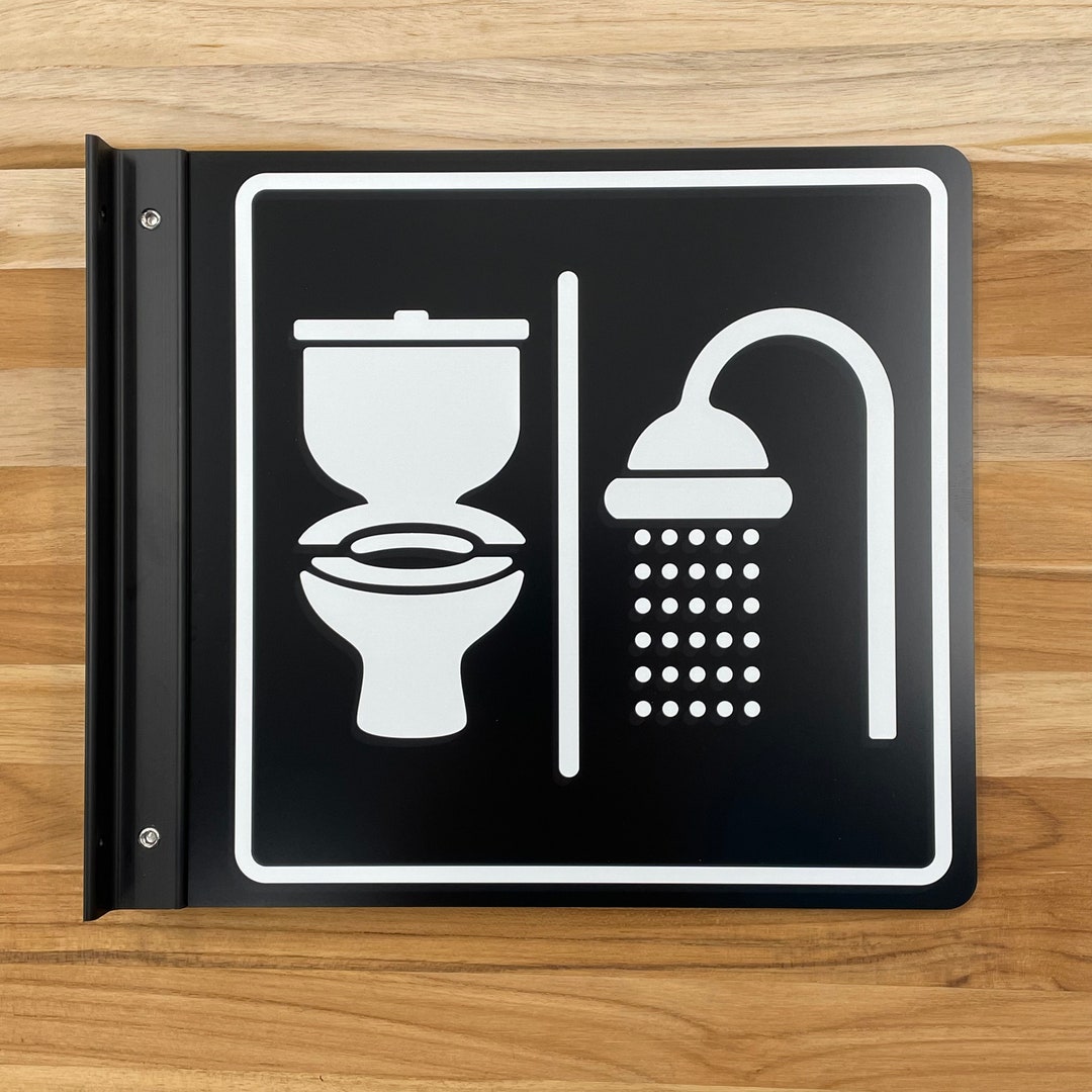 Projecting Toilet and Shower Sign for Hallways and Business. 8" X 8 ...