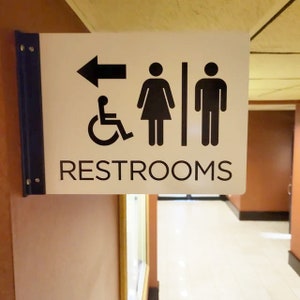 Wall-mounted Restroom Sign for Hallways, Business, School - Etsy