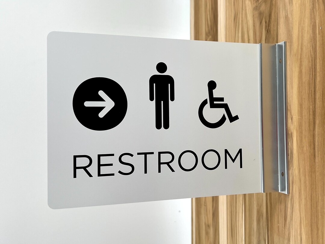 Projecting Restroom Sign W/ Circle Arrow - Etsy