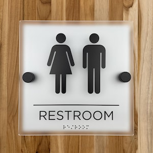 Acrylic Restroom Sign ADA Option With Stainless Steel Hardware - Etsy