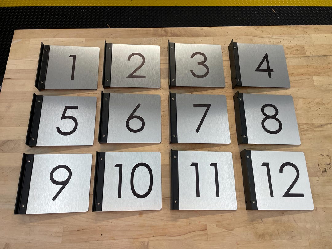 Set of Projecting Room Number Signs - Silver - Etsy