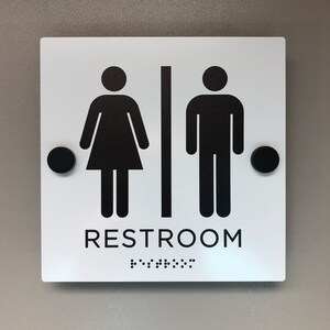 White Aluminum Restroom Sign With Stainless Steel Hardware - Etsy Australia