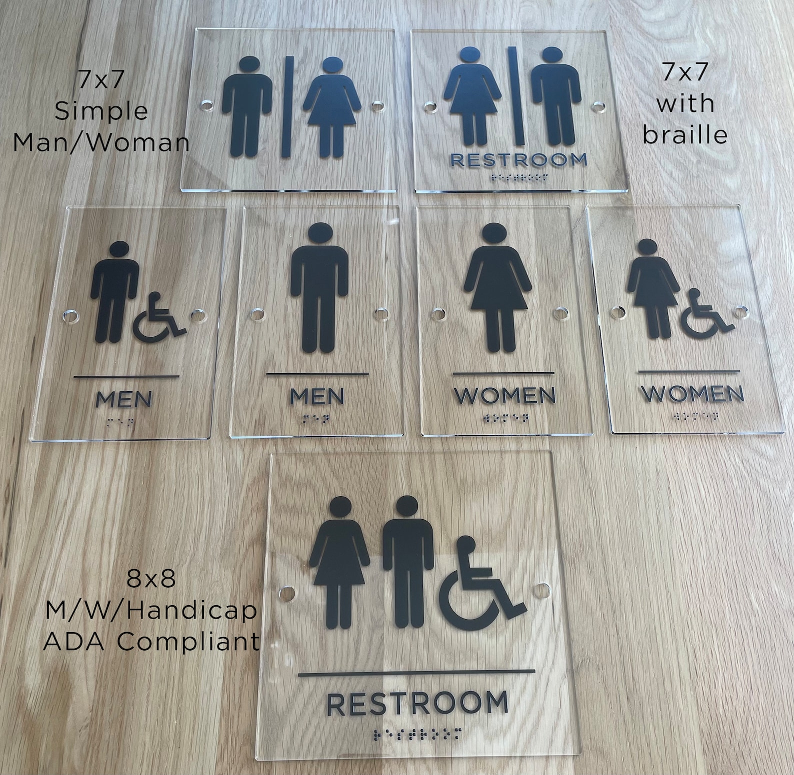 Acrylic Restroom Sign ADA Option With Stainless Steel Hardware - Etsy