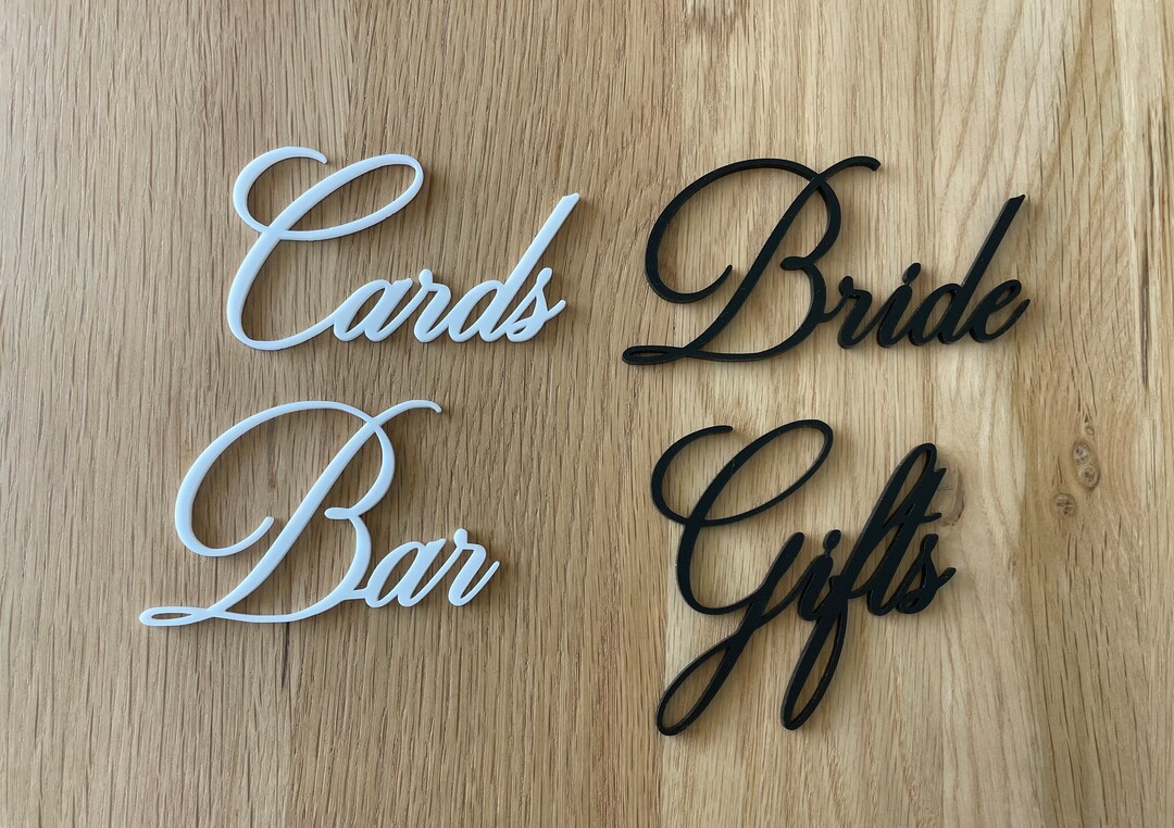 Small Fancy Cursive Cut Out Acrylic Wedding Signs - Etsy