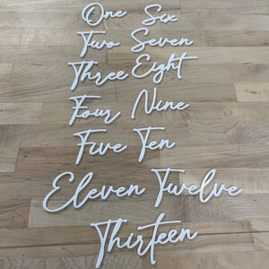 Thin Modern Metallic Cursive Number Cut Out SET With GLUE, Acrylic - Etsy