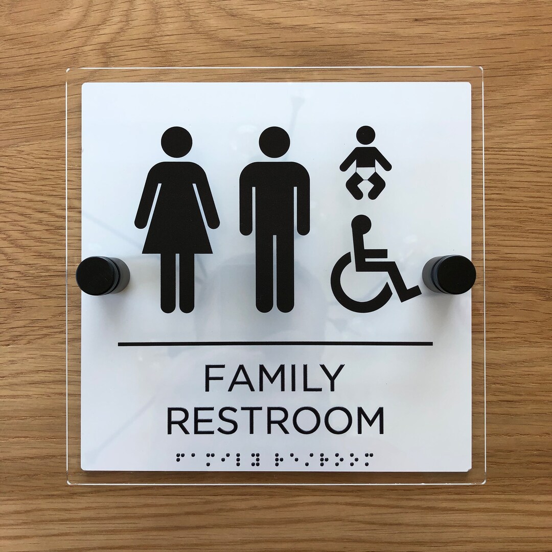 Acrylic Family Restroom Sign (8" X 8") With Stainless Steel Hardware - Etsy