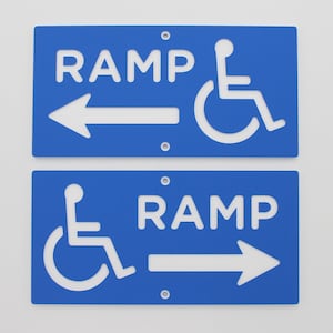 Wheelchair Ramp Arrow Sign, 4" X 8" Post-mounted Handicapped Wheel ...