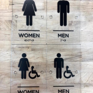 Acrylic Restroom Sign ADA Option With Stainless Steel Hardware - Etsy