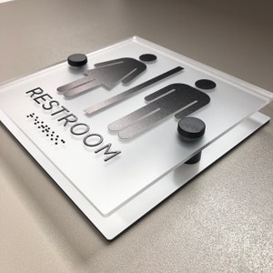 Acrylic Restroom Sign ADA Option With Stainless Steel Hardware - Etsy