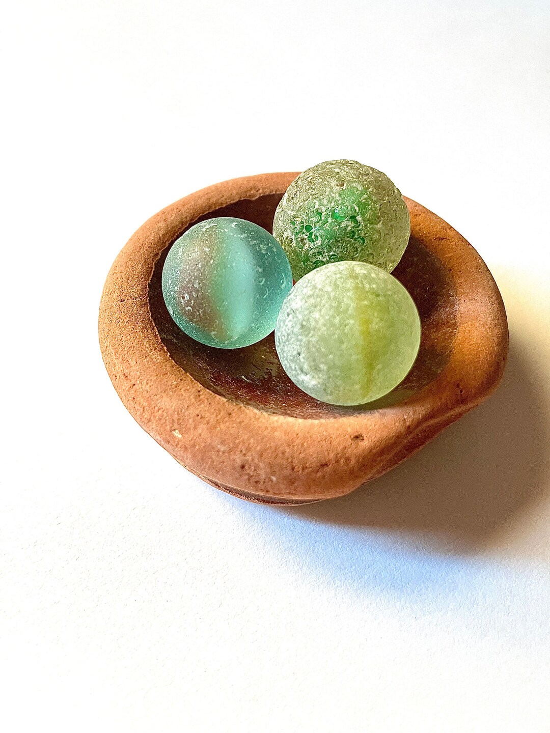 Sea Glass Marble ,set of 3,genuine Surf Tumbled Sea Glass Marbles ...