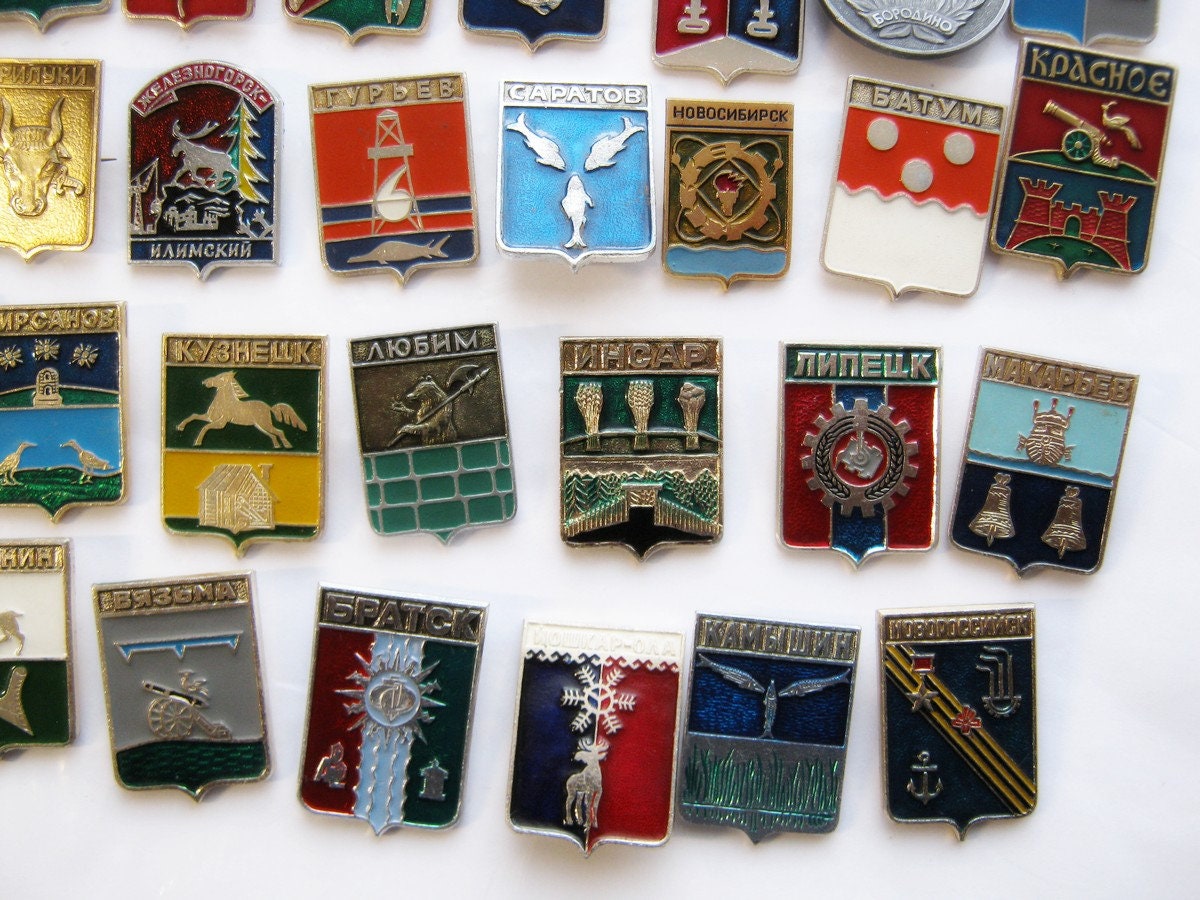 Vintage soviet USSR russian pin badges Vexillology Heraldic | Etsy