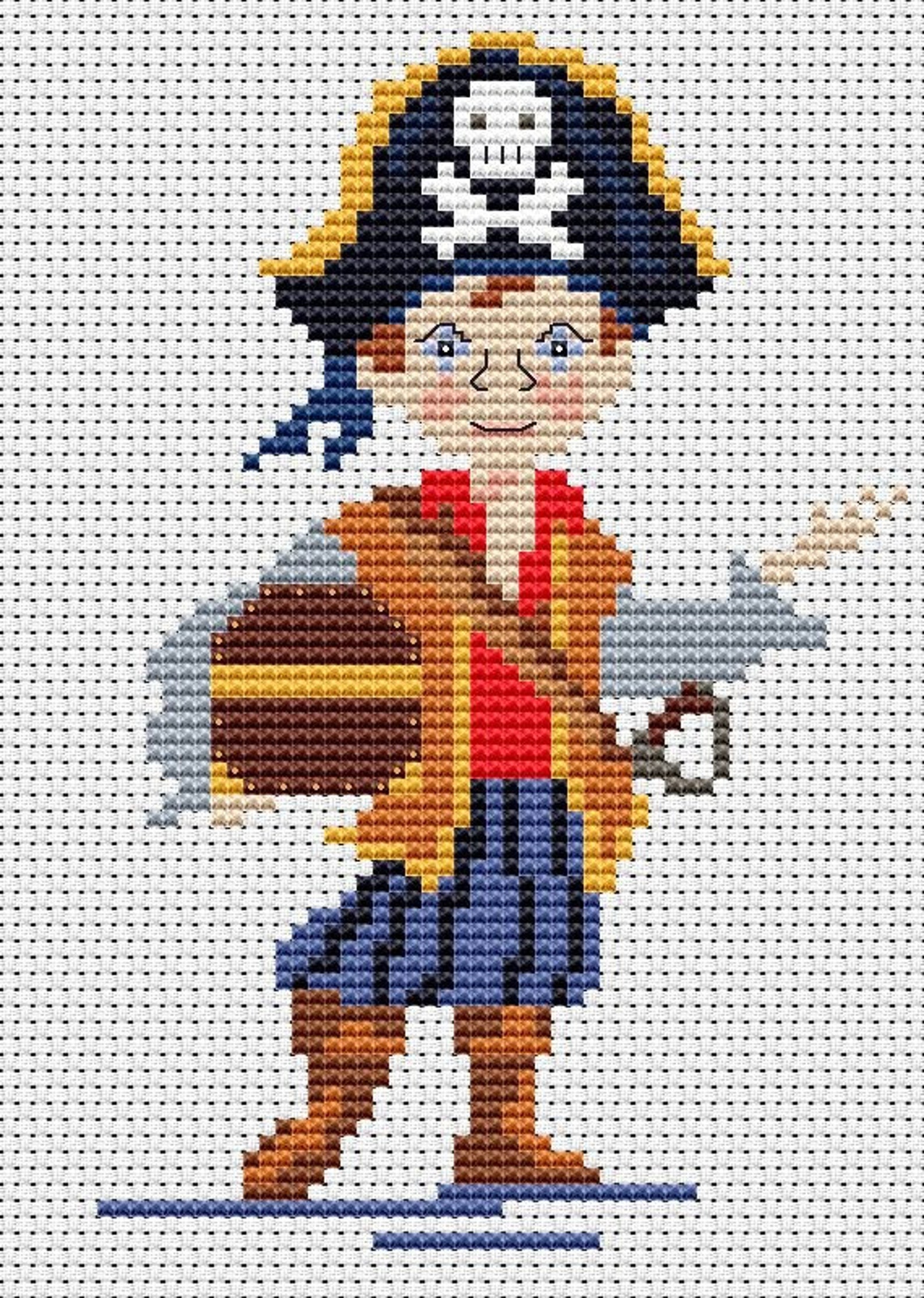Master Pirate Counted Cross Stitch Chart, Design Size for 14 16 and 18 ...