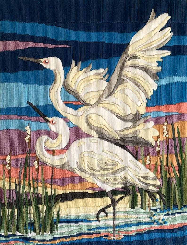 Egrets Long Stitch Kit by Fiona Jude for Country Threads, Includes ...