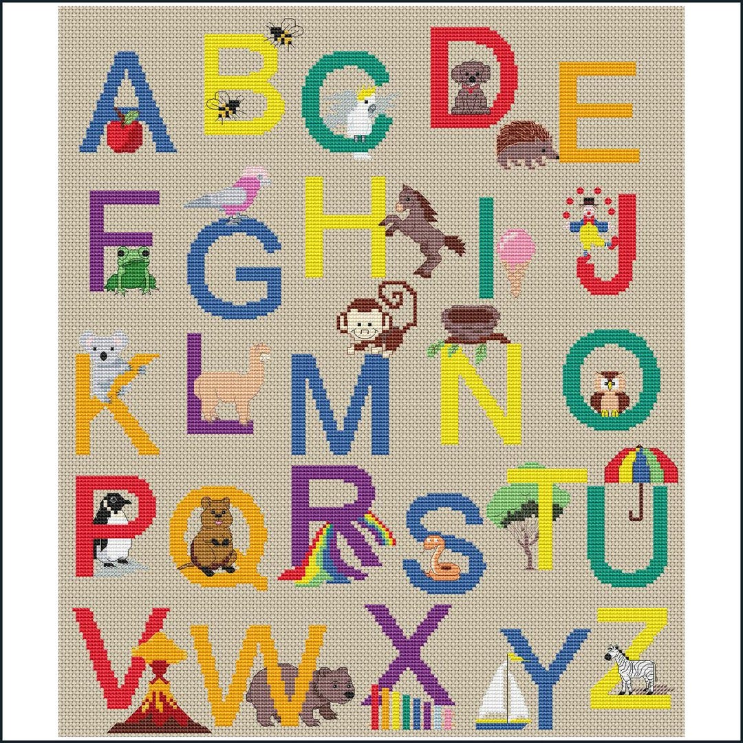 Alphabet Sampler Counted Cross Stitch Kit by Mamie Design Studio - Etsy