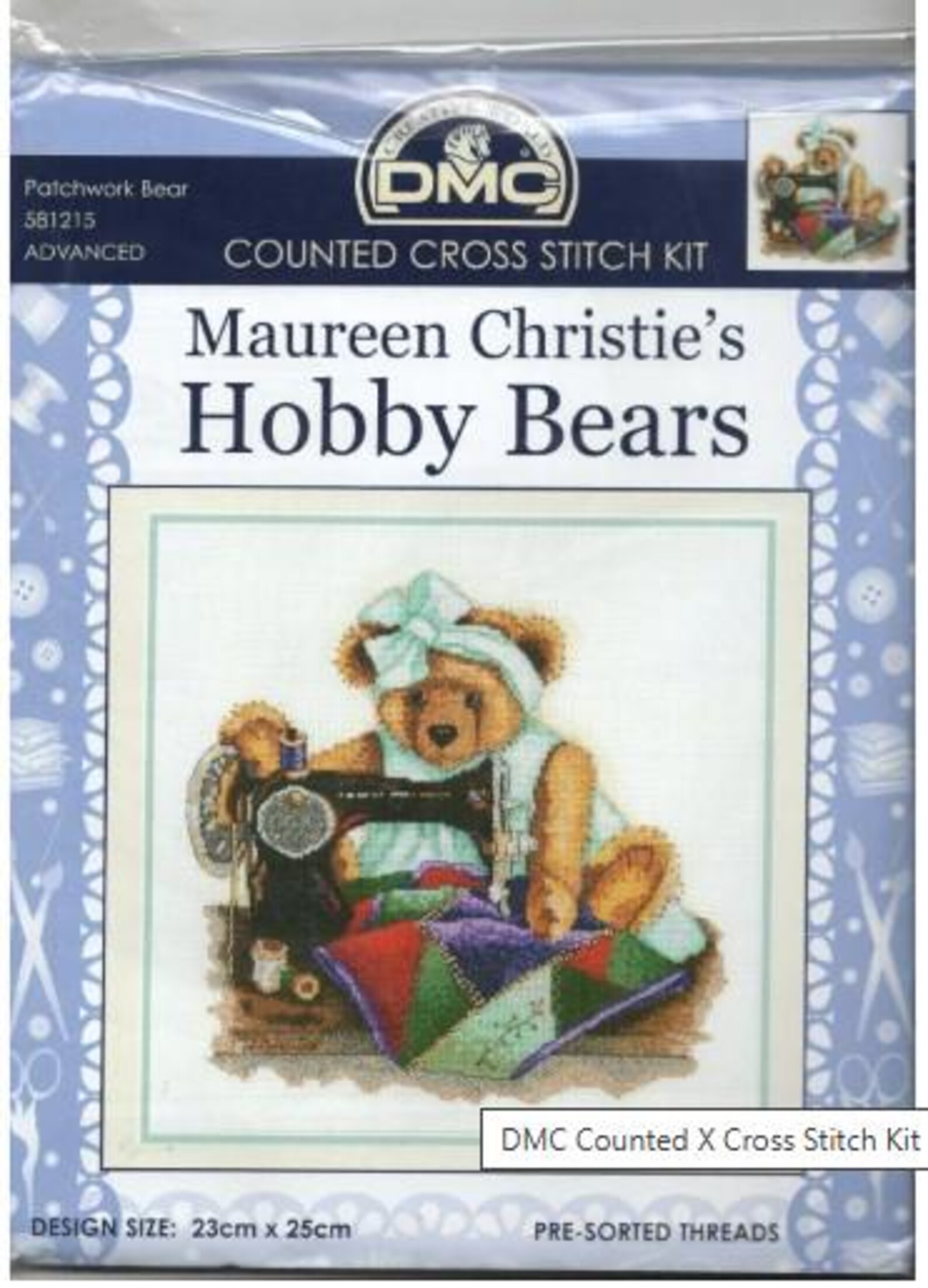 Hobby Bears Patchwork Bear Counted Cross Stitch Kit, Maureen Christie for DMC 25x23cm 16ct - Etsy