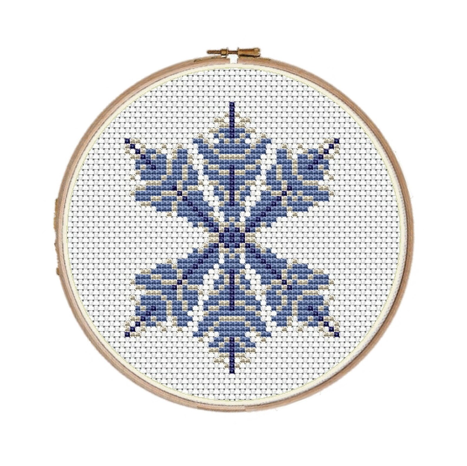 Blue Snowflake Counted Cross Stitch Kit, Includes Beads, Hoop, DMC ...
