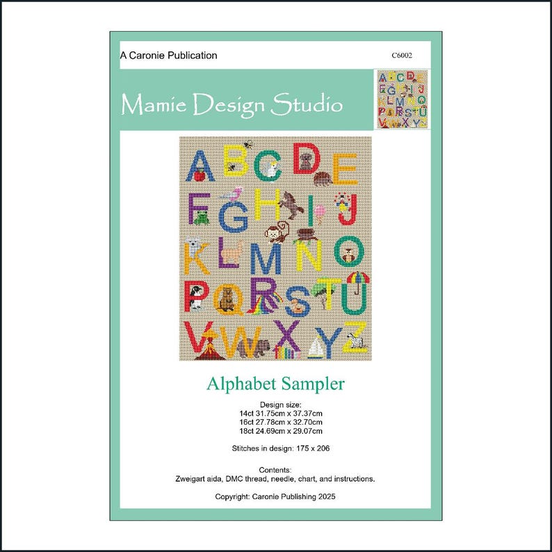 Alphabet Sampler Counted Cross Stitch Kit by Mamie Design Studio - Etsy