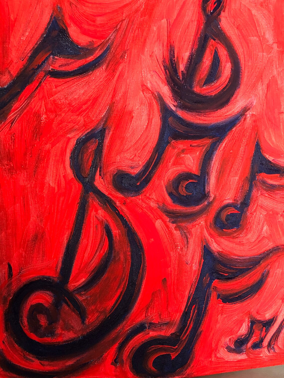 Whimsical Music and Musical Notes Abstract Oil and Acrylic | Etsy