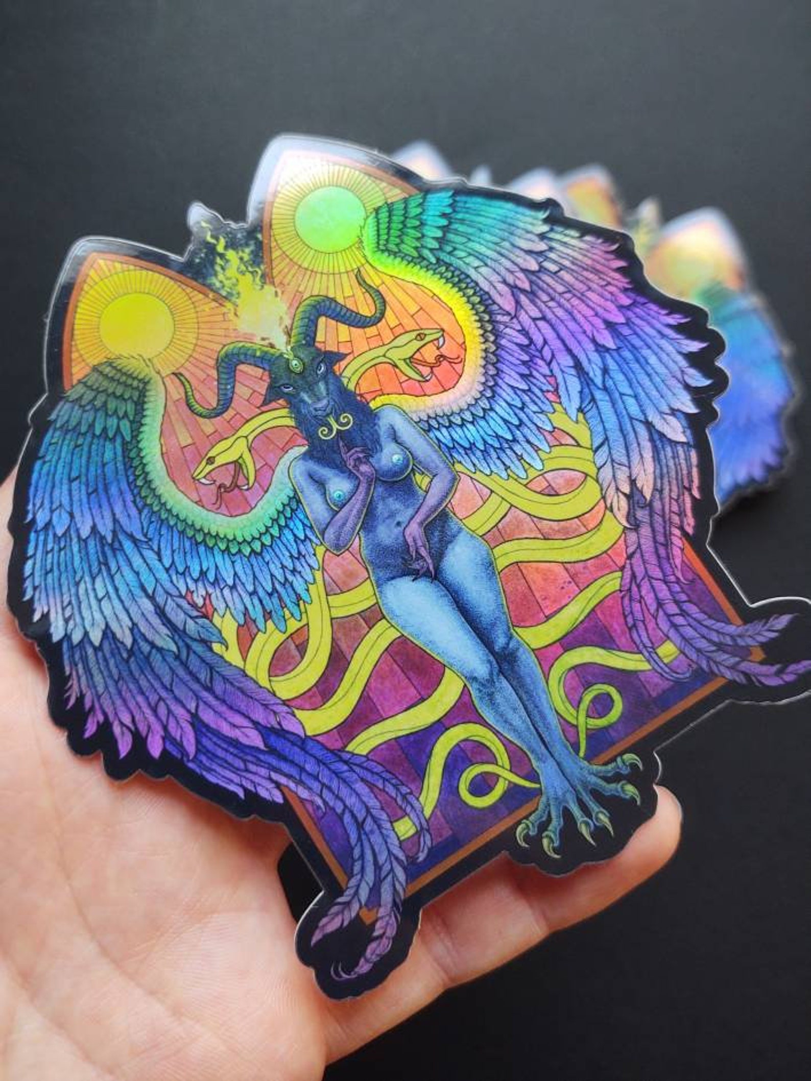 Baphomet Holographic Sticker Super Shiny Satanic Art | Etsy