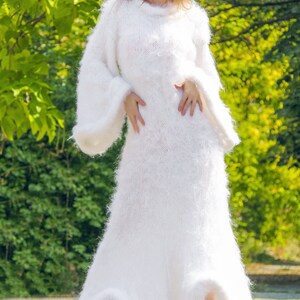 Fuzzy Dress With Wide Sleeves Hand Knitted Designer Fuzzy Gown by ...