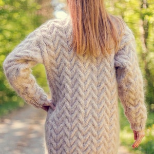 Supertanya Long Mohair Coatigan V Neck Mohair Cardigan Long Cable Knit ...