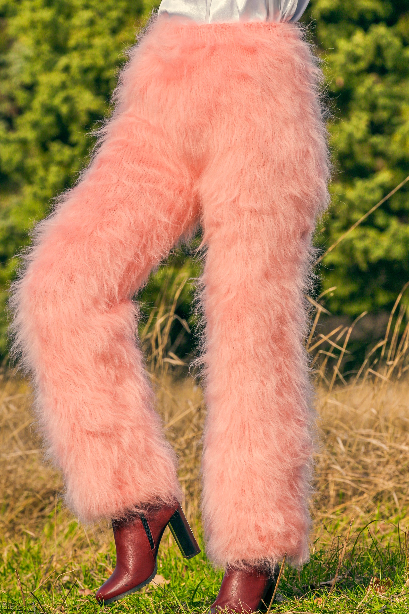 Fluffy Mohair Pants Fuzzy Trousers Hand Knitted Leg Warmers by ...